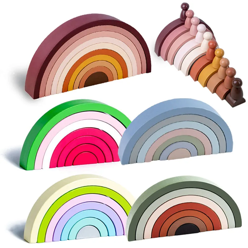 Montessori-Arch-Bridge-Rainbow-Stacking-Blocks-Wooden-Building-Blocks ...