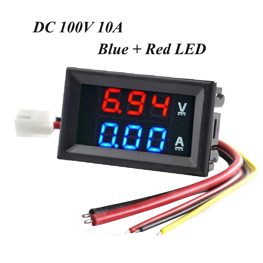 High Quality DC 100V 10A Voltmeter Ammeter Blue + Red LED Amp Dual ...