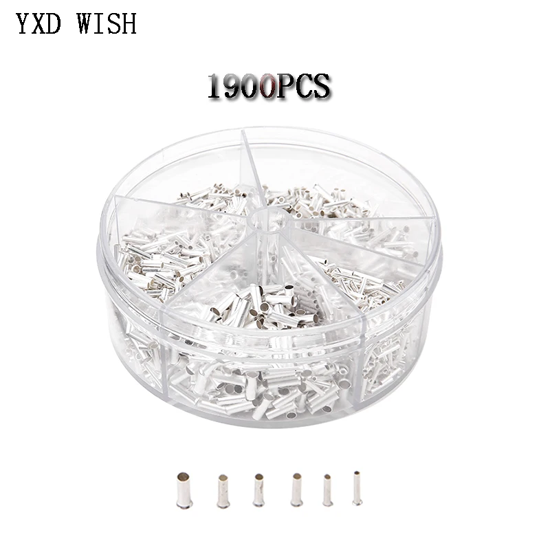 Non-insulated-Cable-Lugs-Wire-End-Sleeves-Ferrules-1900pcs-Box-5-Size ...