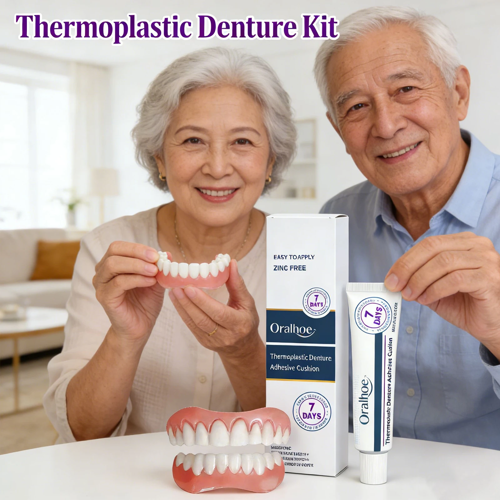 Soft Silicone Dentures Kit With Thermoplastic Denture Adhesive Cream ...