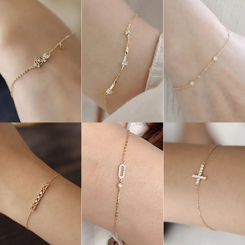 Pulsera-fina-de-plata-de-ley-S925-para-mujer-joyer-a-galvanizada-oro-de ...