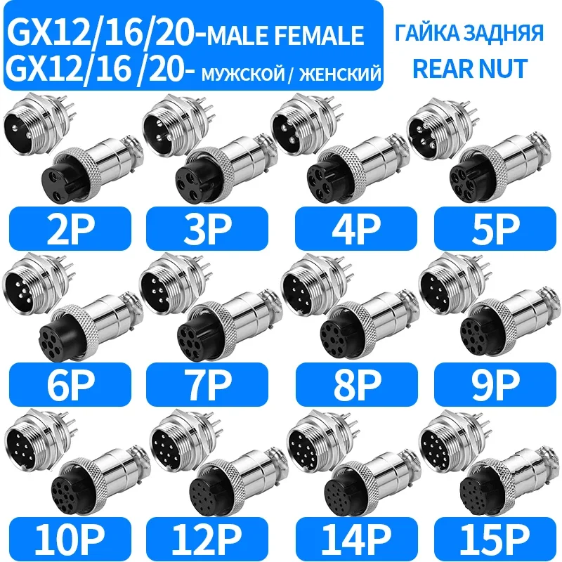 GX16-GX12-GX20-2Pin-4Pin-Male-Female-Circular-Aviation-Connector-Plug ...