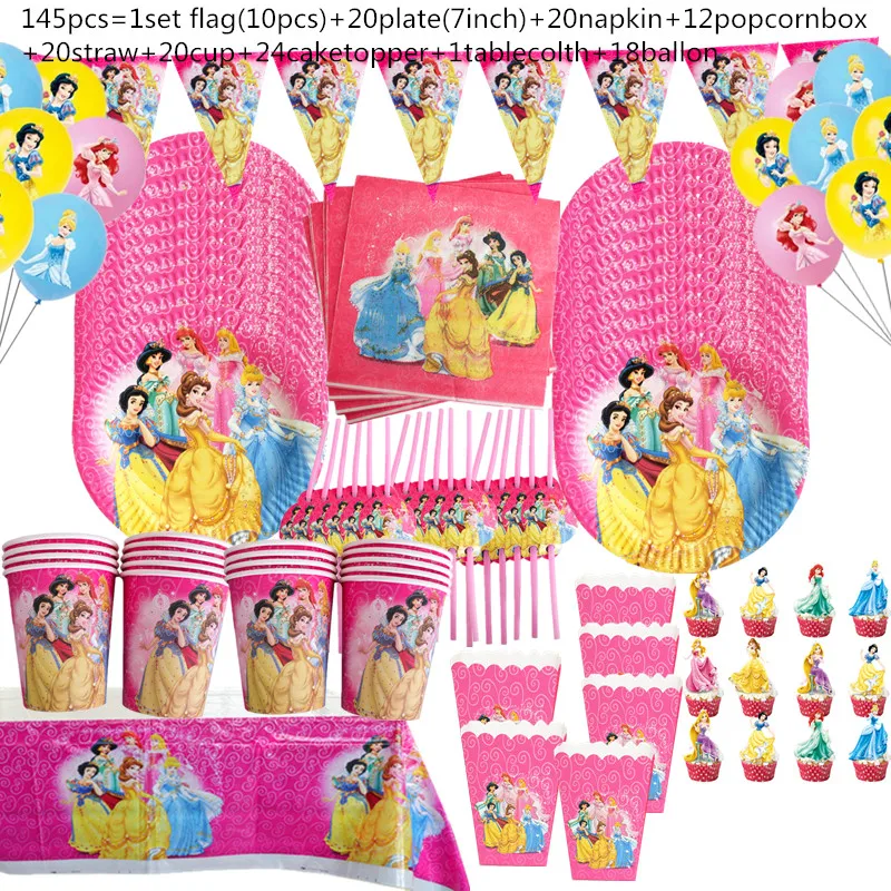 For-10-20-Kids-Girls-Birthday-Party-Supplies-Disney-Princess-Party-Set ...