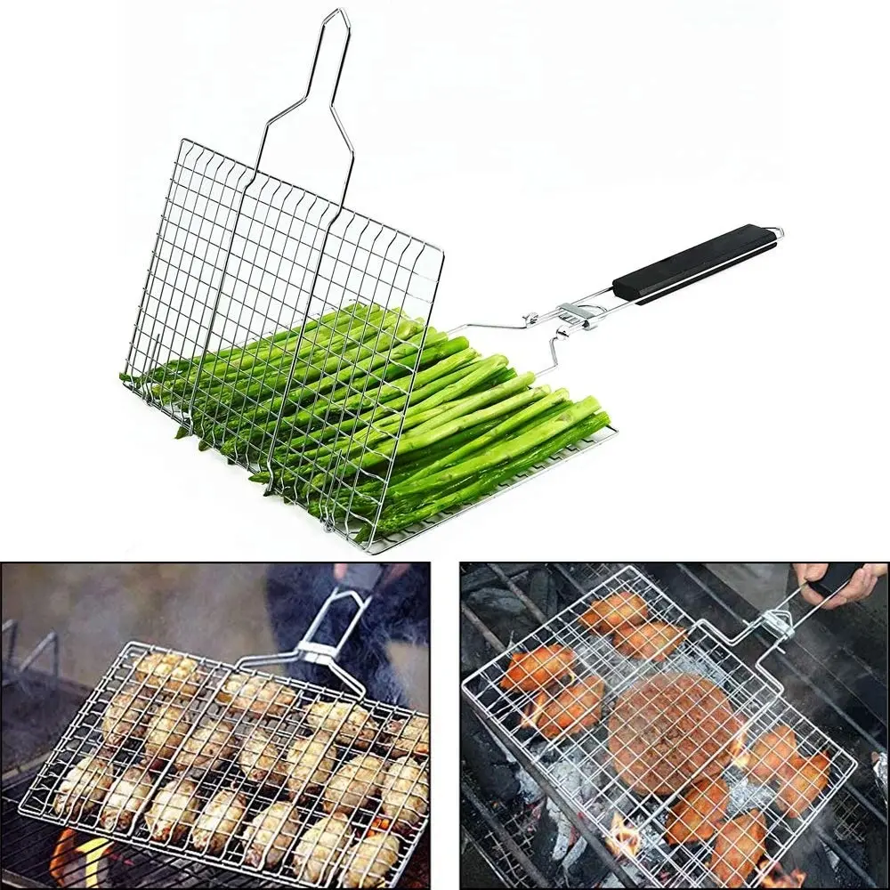 Stainless-Steel-BBQ-Mesh-Non-Stick-Grilling-Basket-Grill-Mesh-Mat-Meat ...