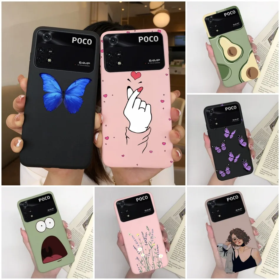 Case-For-Poco-M4-Pro-4G-5G-Cute-Heart-Butterfly-Flower-Back-Cover-Soft ...