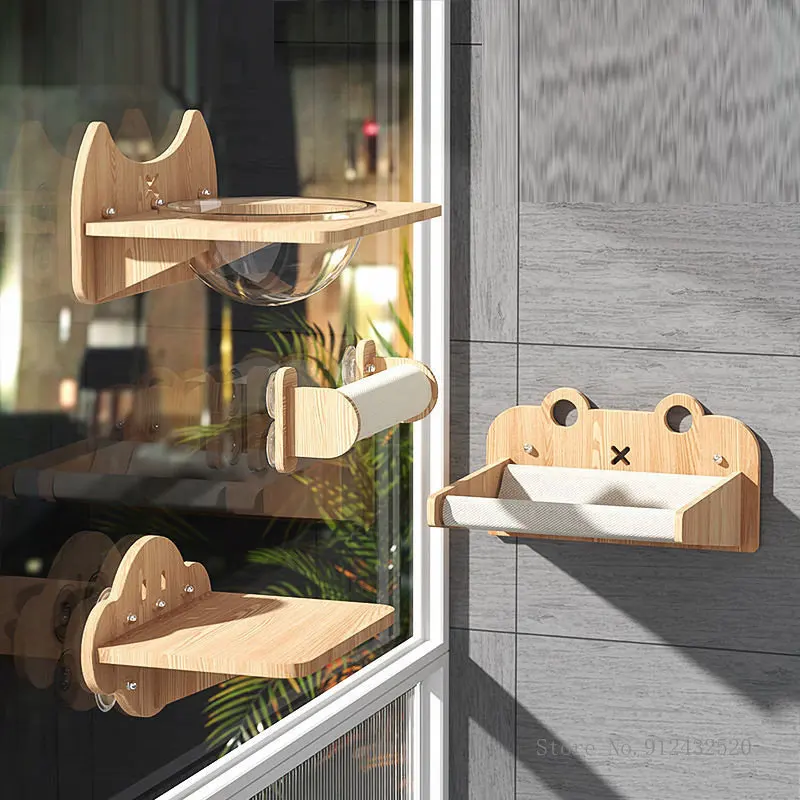 Glass-Suction-Cup-Cat-Climbing-Frame-Space-Cabin-Cat-Nest-Suspended ...