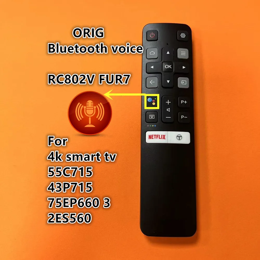RC802V FUR7 Original Remote Control Suitalbe For TCL Voice 4k Smart Tv ...