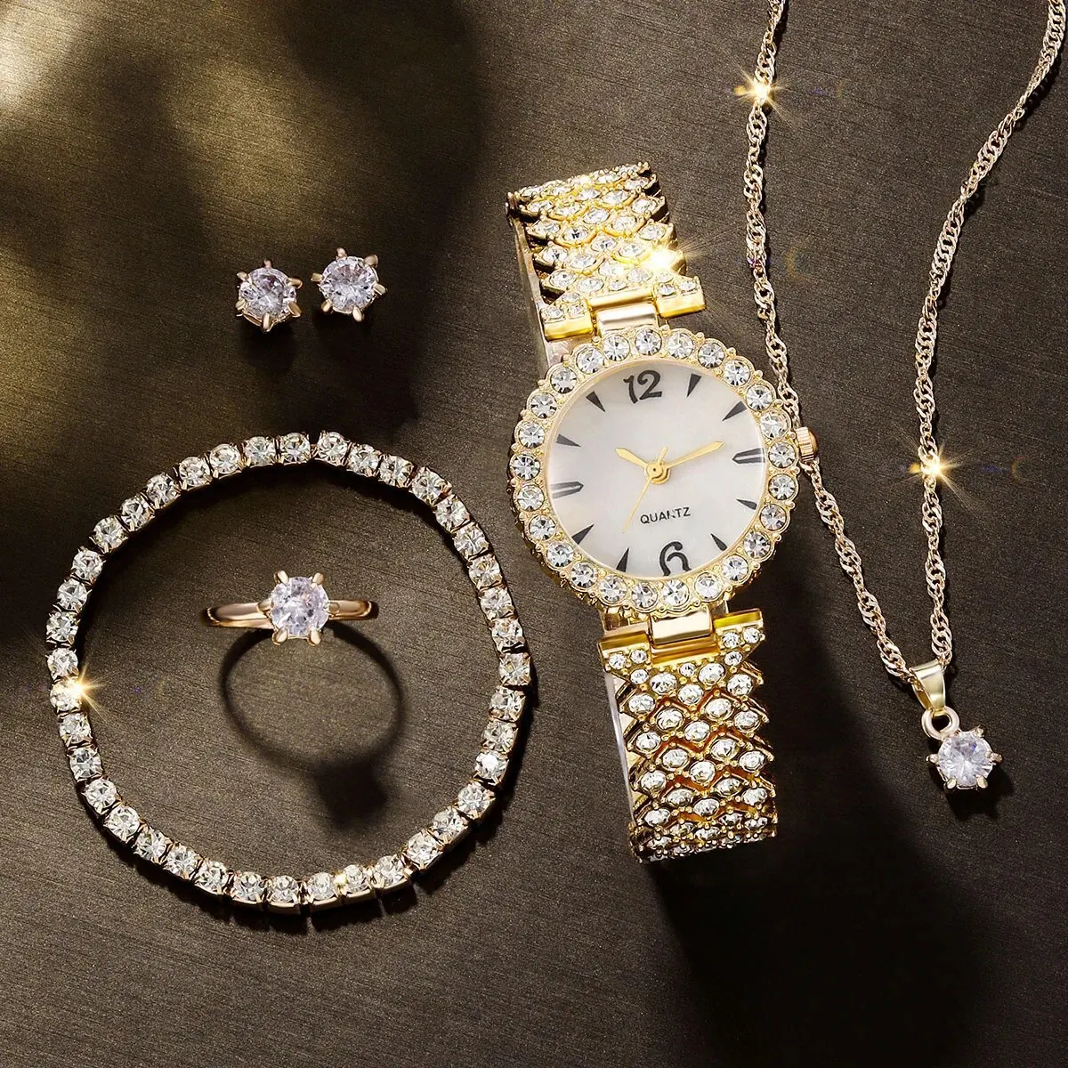 6Pcs-Women-s-Fashion-Trend-Luxury-Luxury-Rhinestone-Roman-Quartz-Watch ...