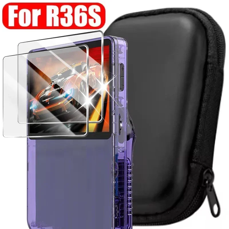 3 IN 1 Case+Glass for R36S Game Console Travel Carrying Storage Bag ...