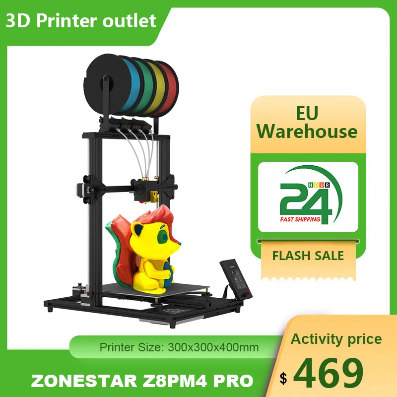 Zonestar Z8pm4 Pro Fdm 3d Printer 4-in-1-out All Metal Extruder Mix ...