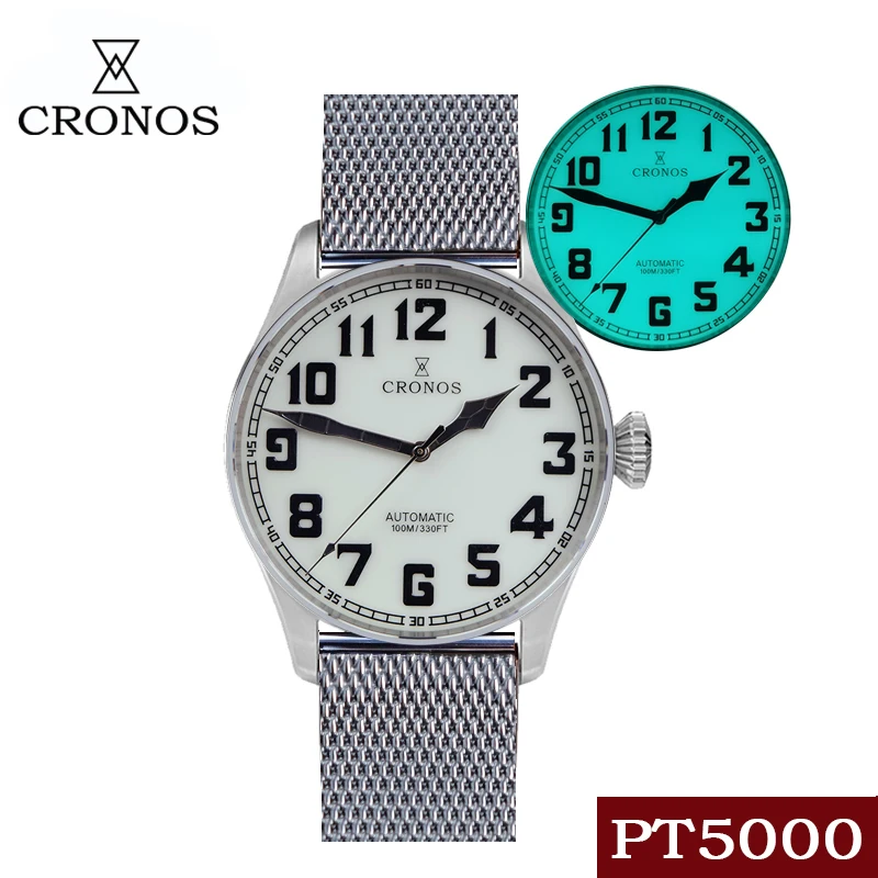 Cronos-Pilot-Flieger-Mechanical-Watch-For-Men-Stainless-Steel-Blue ...