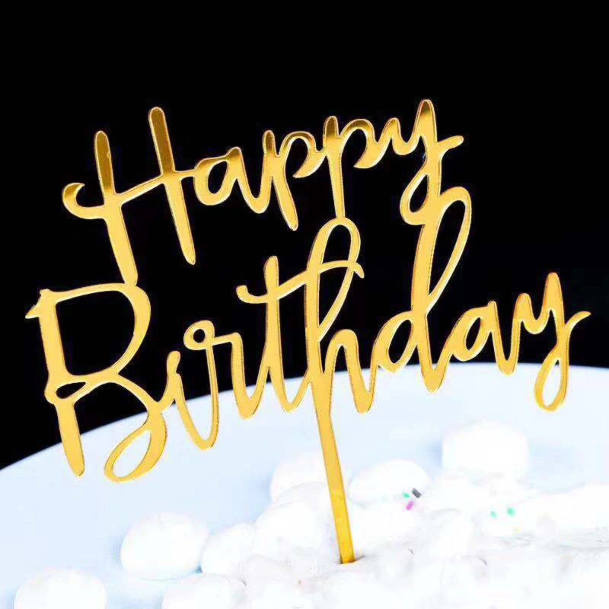 10pcs gold acrylic Happy Birthday cake toppers with birthday letters ...