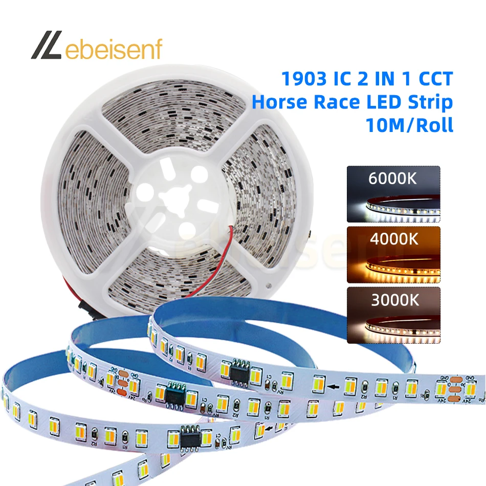 Horse-Race-Dual-Color-LED-Strip-Light-24V-2835-CCT-Cool-Warm-White ...