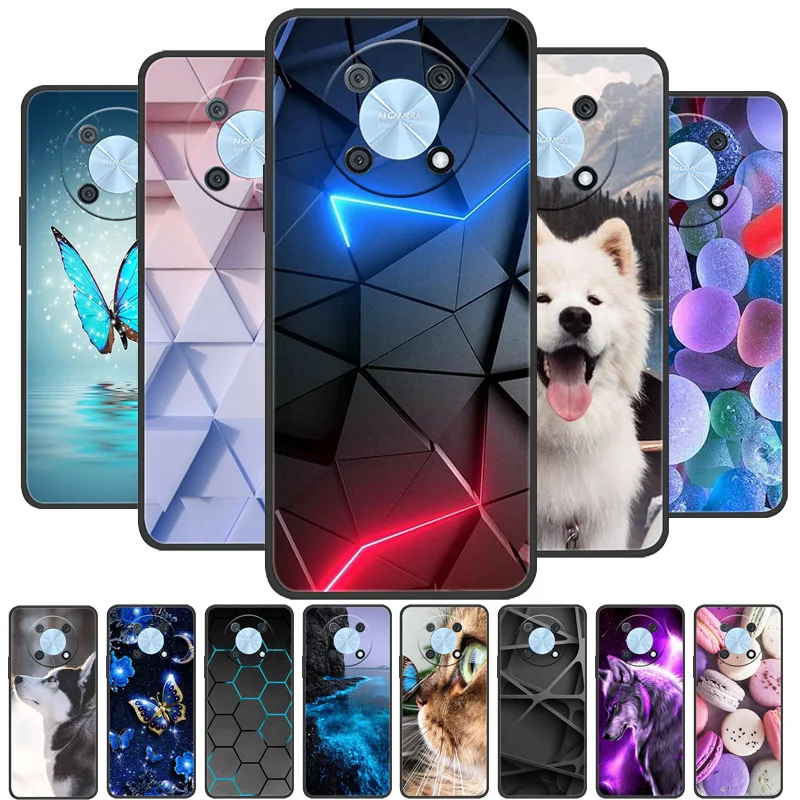 For Huawei Nova Y90 Case Wolf Lion cat Silicone Soft Black Back Cover ...