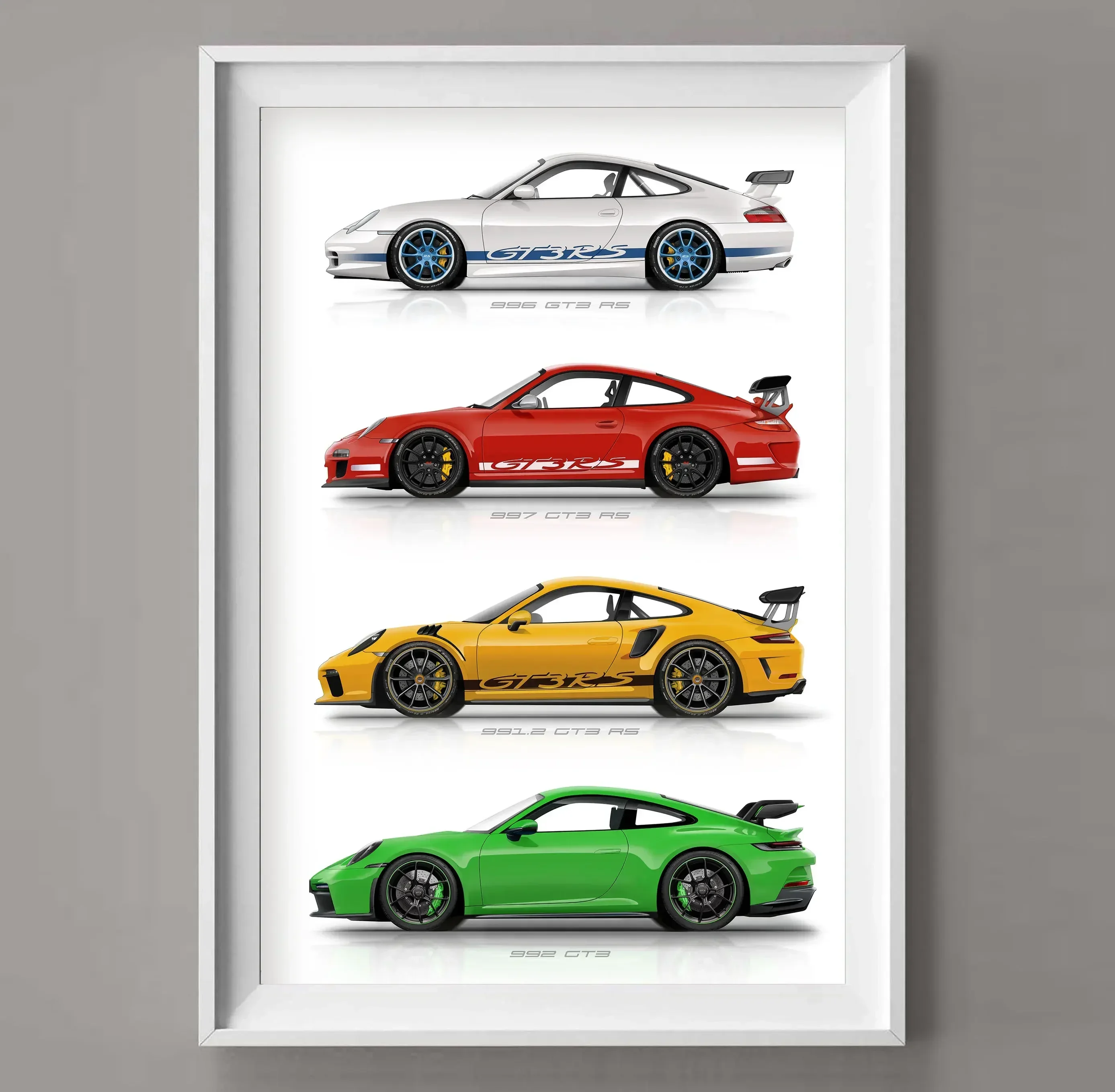 911 GT3 Multicolor SuperCar Generation Poster Canvas Print Painting ...