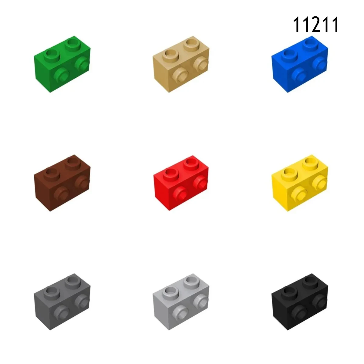 60pcs-MOC-Building-Blocks-11211-Brick-Modified-1x2-with-Studs-on-Side ...