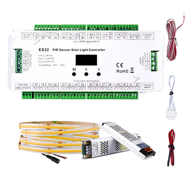 PIR-Sensor-Stair-Controller-32CH-Single-Color-2CH-RGB-Pixel-SPI-LED ...