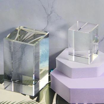 Clear Crystal Cube Paperweight Exquisite Crystal Crafts Souvenir DIY ...
