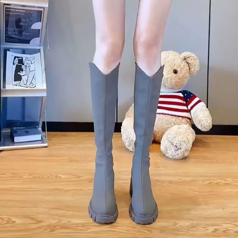 Footwear-Elastic-Shoes-for-Woman-Winter-Knee-High-Shaft-Women-s-Boots ...