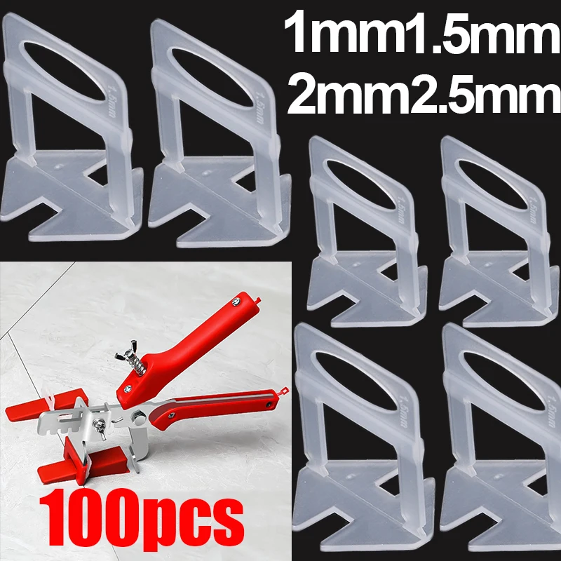 100PCS-Tile-Flat-Leveling-System-Spacers-Straps-Tile-PP-Plastic-Clips ...