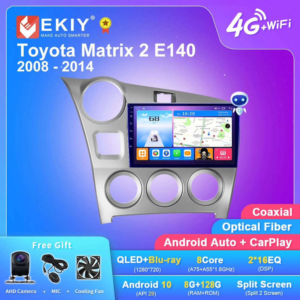 EKIY T7 Android 10 For Toyota Matrix 2 E140 2008 2014 Car Radio Multimedia Video Player ...