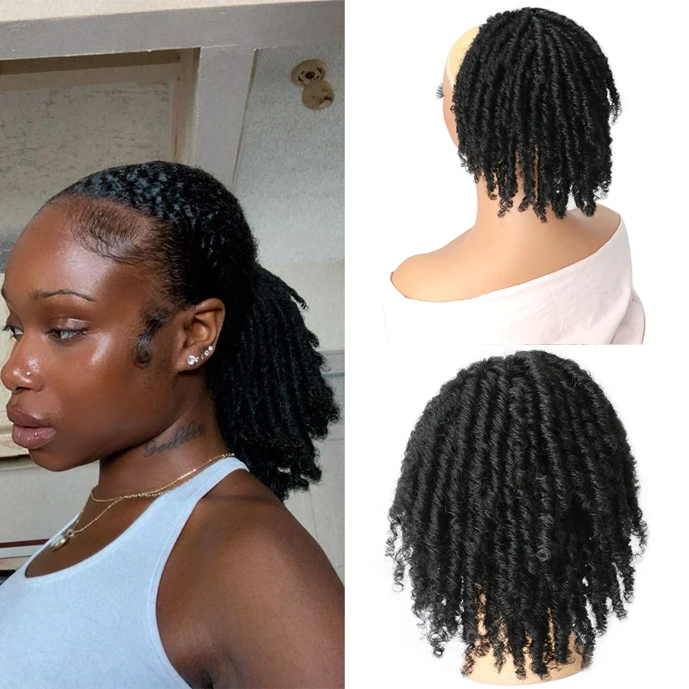 8-inch-Short-Dreadlock-Ponytail-Synthetic-Drawstring-Afro-Puff-Ponytail ...