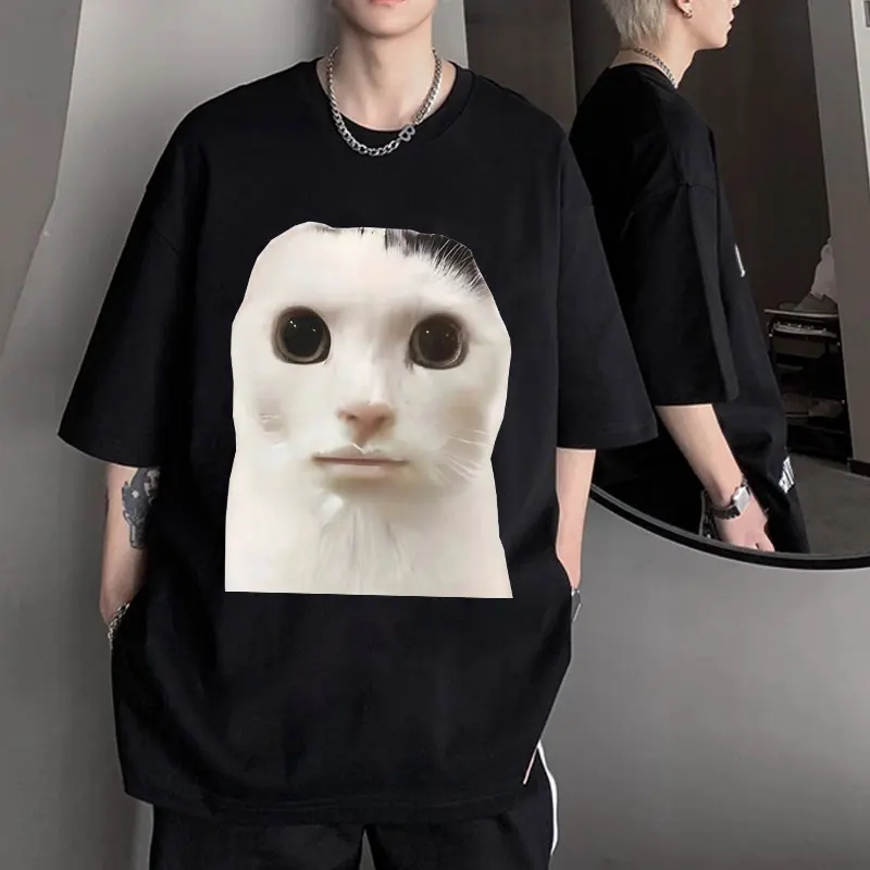 Goofy Ahh Cat Cute Funny Meme Graphic T Shirt Summer 100% Cotton O-Neck ...