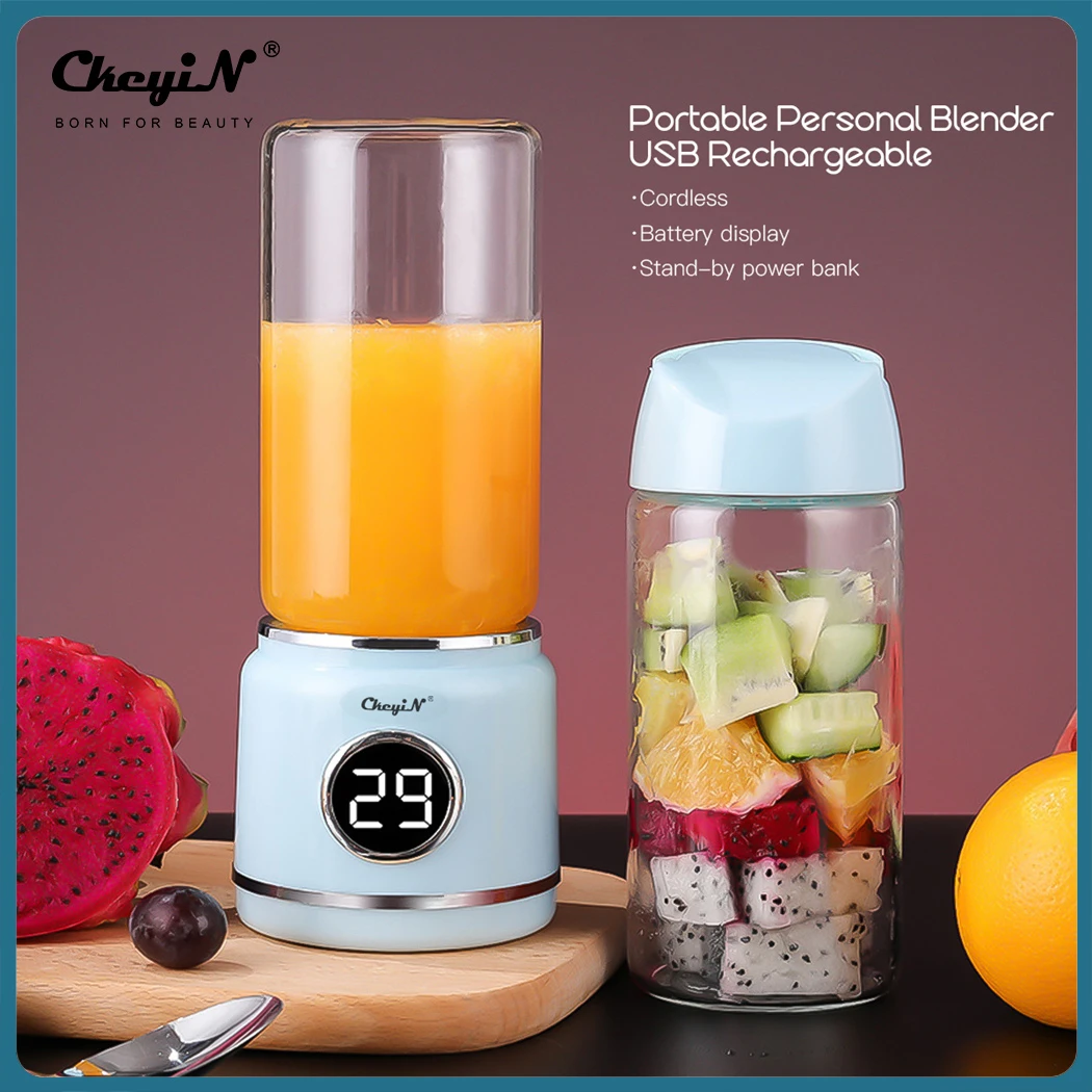 CkeyiN 휴대용 과즙기 블렌더, 전기 과일 믹서, USB 충전, 밀크셰이크, 오렌지, 주스 컵, 스무디 메이커 기계, 6 ...