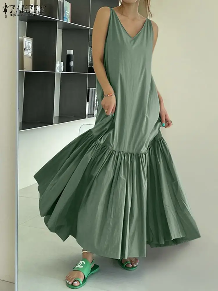 Zanzea-Frauen-Mode-Maxi-kleid-Sommerferien-Sommerkleid-l-ssig-Strand-lange-Vestido-V-Ausschnitt ...