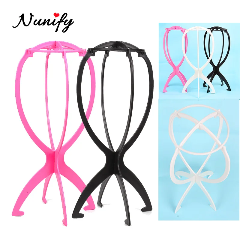 Nunify-Plastic-Wig-Stand-Portable-Wig-Head-Stand-Blank-Pink-Wig-Hang ...