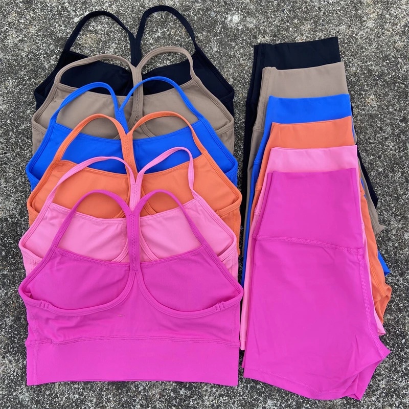 Yoga Shorts Set Women Gym Sports Set Workout Outfit 2 Piece Fitness ...