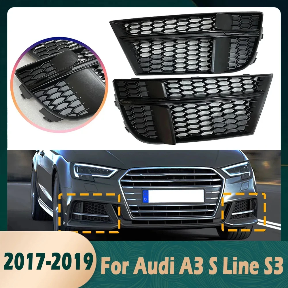 Car-Honeycomb-Fog-Light-Bezel-Grill-For-Audi-A3-S-Line-S3-2017-2019 ...