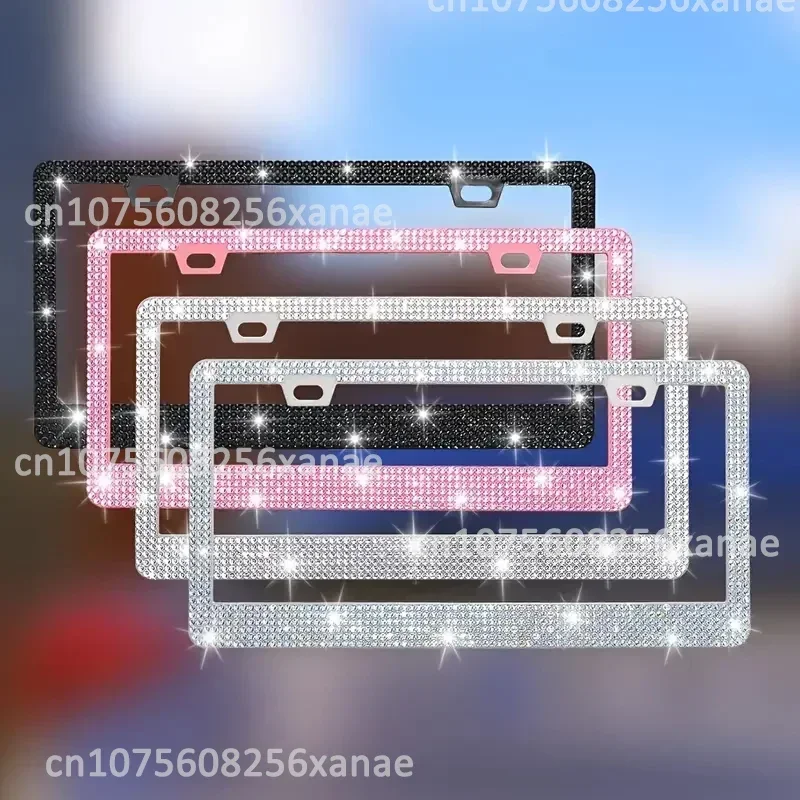 NEW-2PCS-31-16cm-Bling-Crystal-License-Plate-Frame-Women-Rhinestone-Car ...