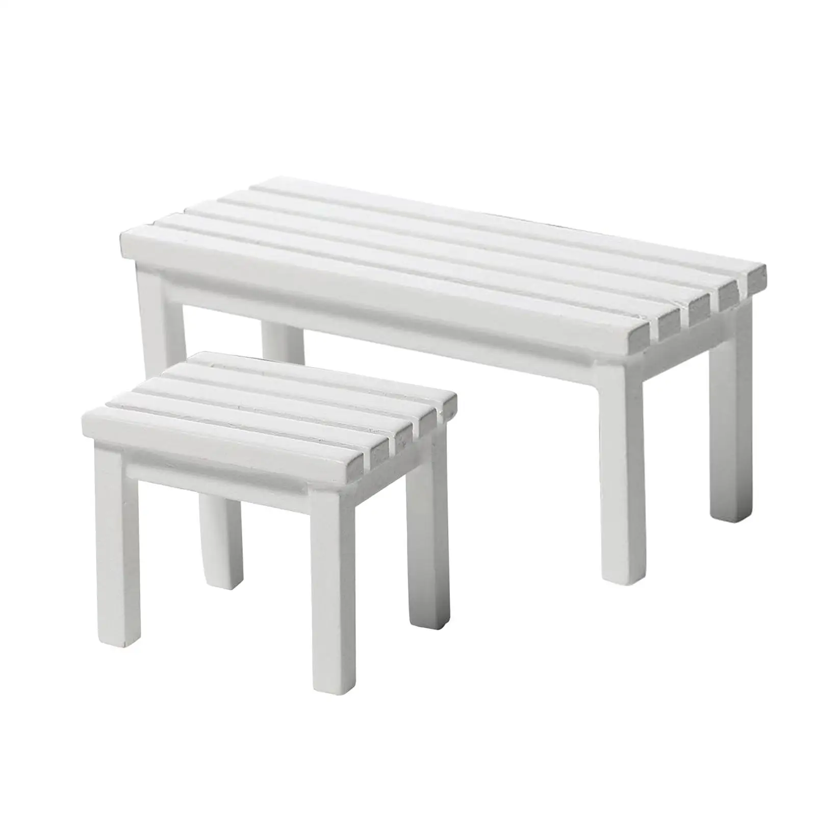 White 1/12 Doll House Benches, Retro Miniature Furniture Mini Fairy ...