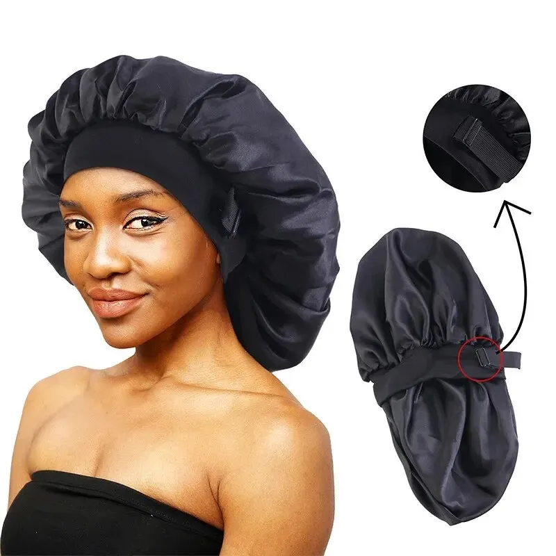 Double-Layer-Wide-Brim-Shower-Cap-para-as-Mulheres-fivela-ajust-vel ...