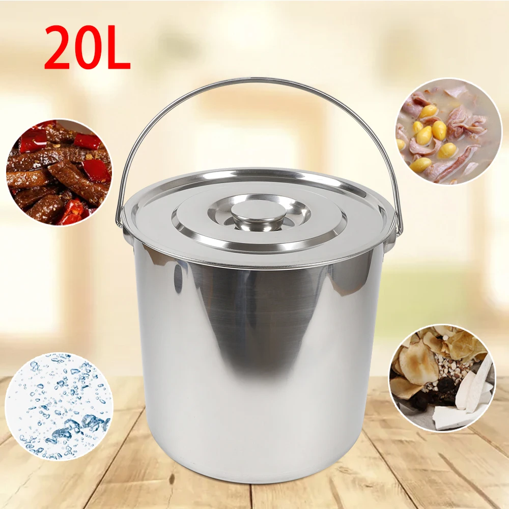 20L-Kitchen-Bucket-For-Ice-Fill-Milk-Stainless-Steel-Lid-Cap-And-With-a ...