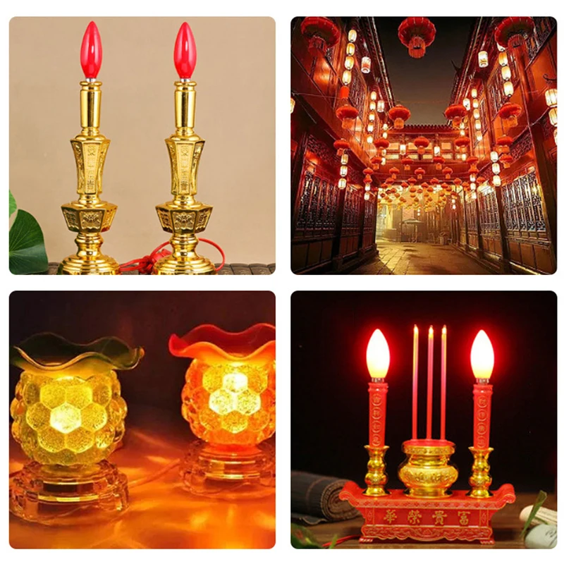 1Pc-LED-Altar-Bulb-E12-E14-Red-Candle-Buddha-Lamp-Temple-Decorative ...