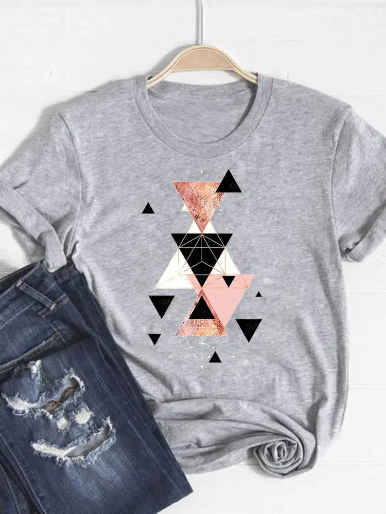Women Clothes Tops Tees Shirt | Geometric Print Clothing Women - Print ...