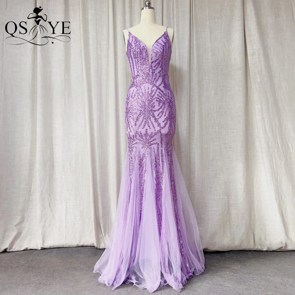 Robe-de-Soir-e-Longue-en-Dentelle-Motif-de-Sir-ne-Violet-Tenue-l-gante ...