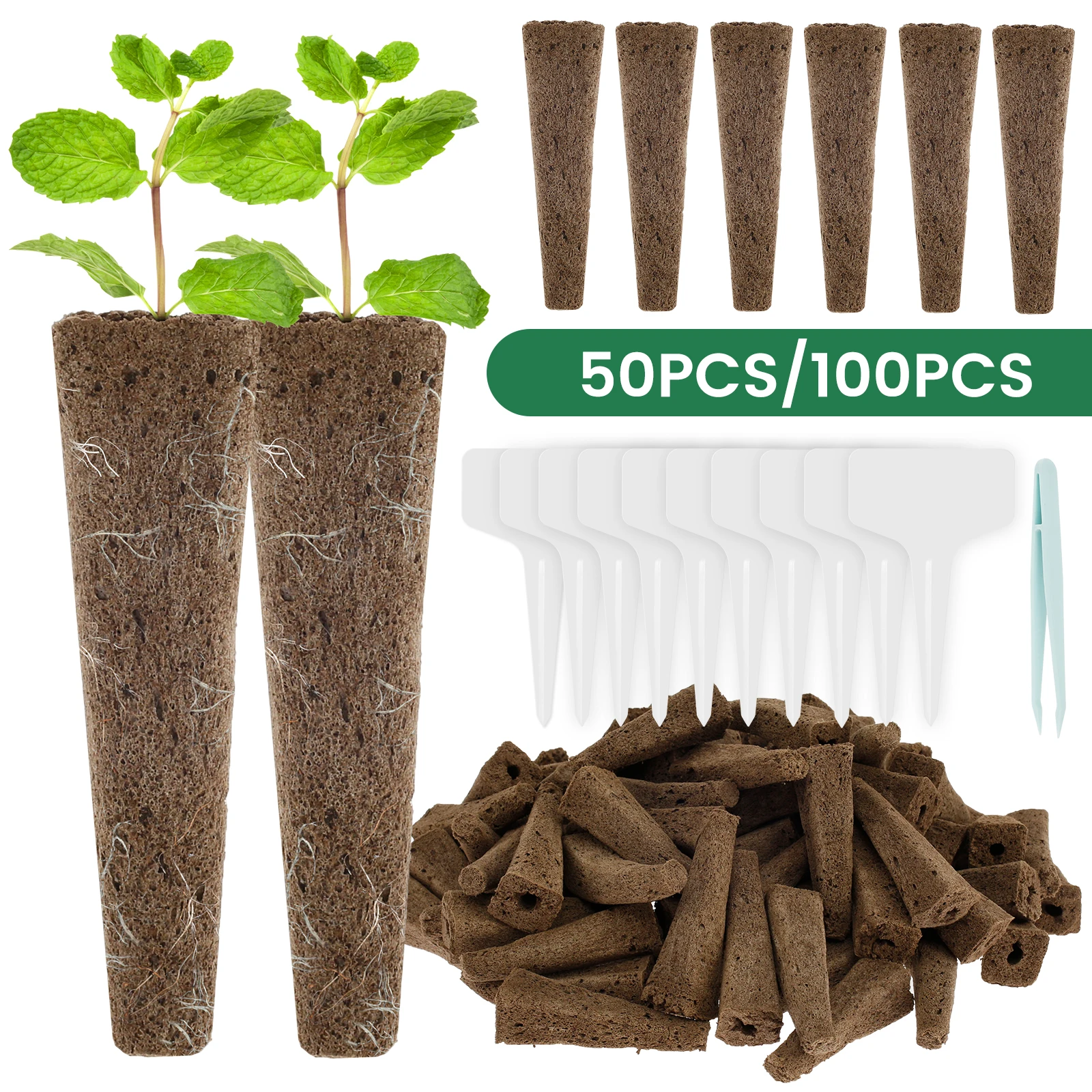100/50PCS Grow Sponges for Hydroponics Seed Starter Pods Hydroponic ...