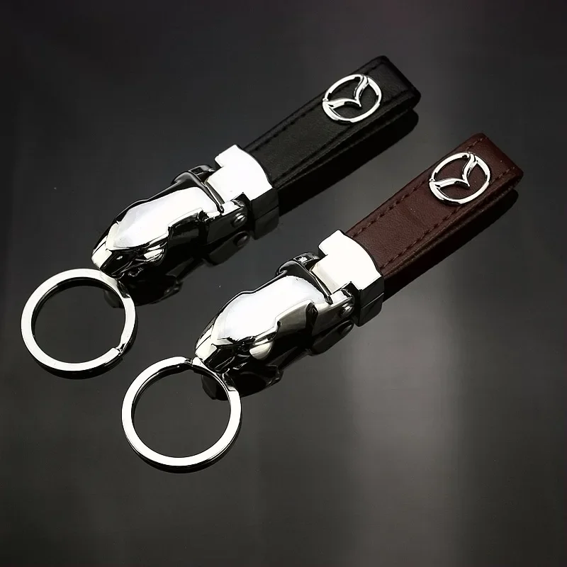 Leather-Car-Logo-KeyRing-for-Mazda-Emblem-MX5-6-Atenza-3-Axela-2-CX3 ...