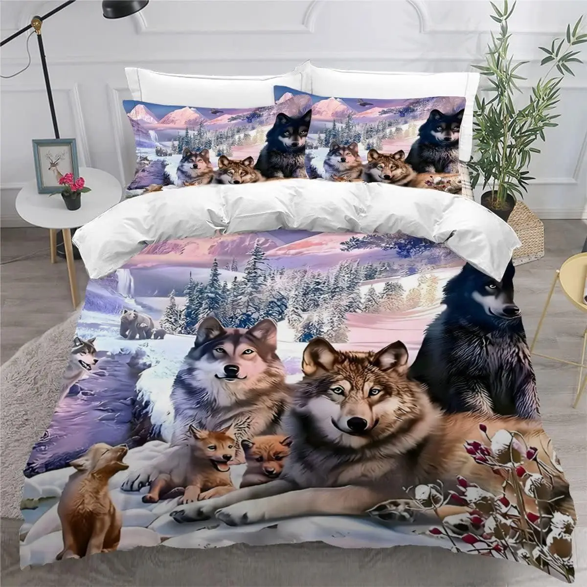 Wolf Duvet Cover 2 PCS Quilt Cover Bedding Bed Covers with Pillowcases ...