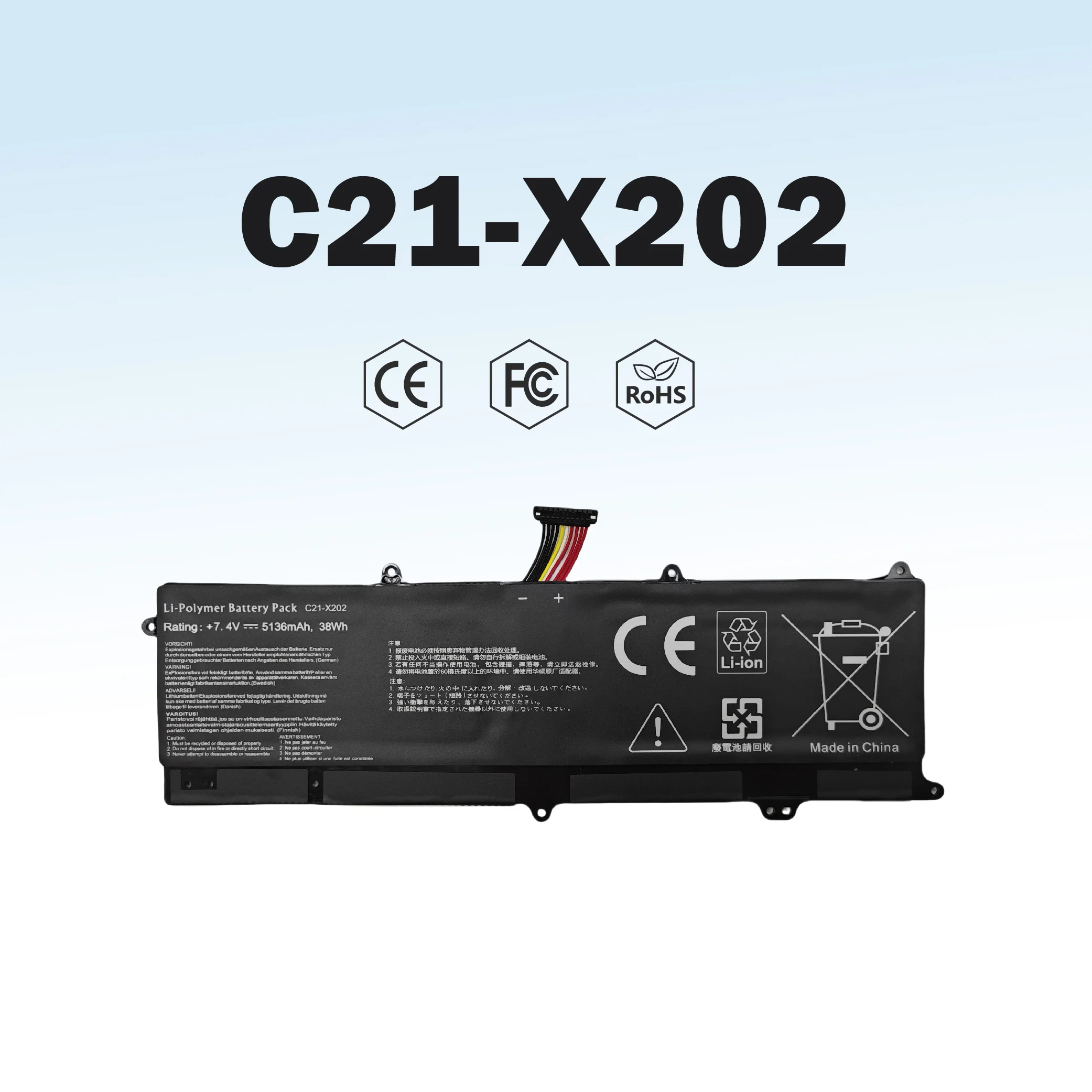 C21-X202 Laptop Battery for Asus Vivobook S200 S200E X201 X201E X202 ...