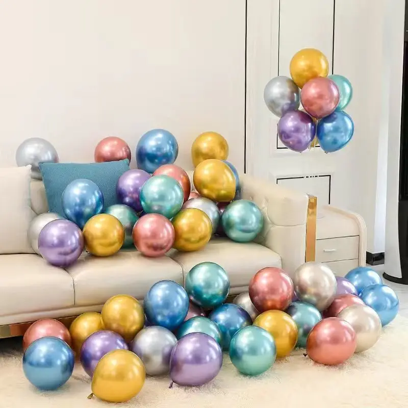 50pcs 10inch Metallic Latex Balloons Gold Silver Chrome Ballon Wedding ...