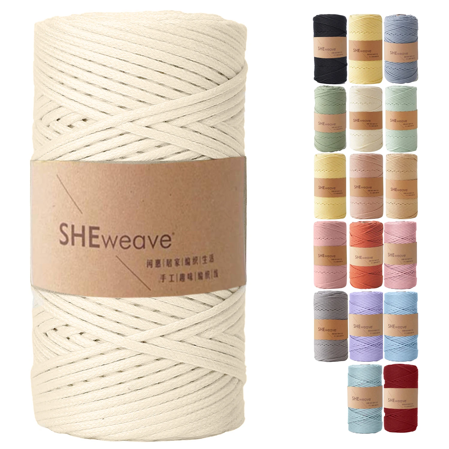 Macrame Craft Supplies & Tools Macrame Cotton Cord/3mm Single Strand ...