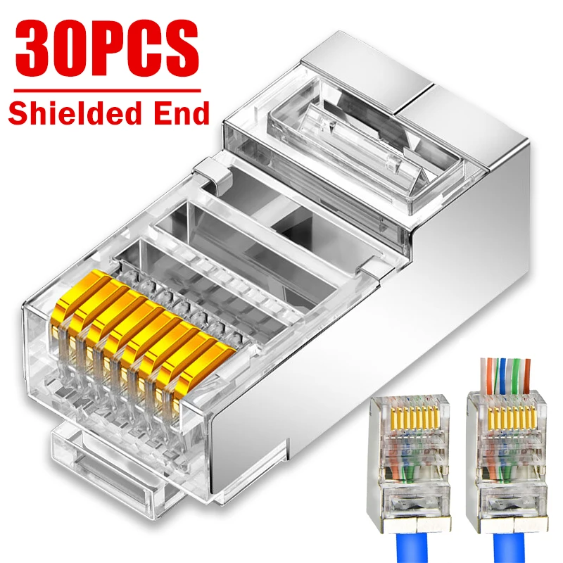 1-10-30Pcs-RJ45-Connector-CAT7-CAT6-CAT5-Pass-Through-Modular-Plugs ...
