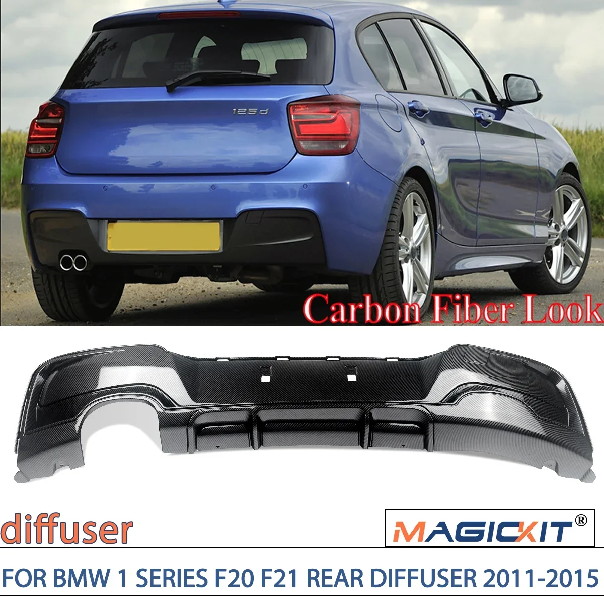 MAGICKIT FOR BMW 1 SERIES F20 F21 REAR DIFFUSER 2011-2015 PRE-LCI 125 ...