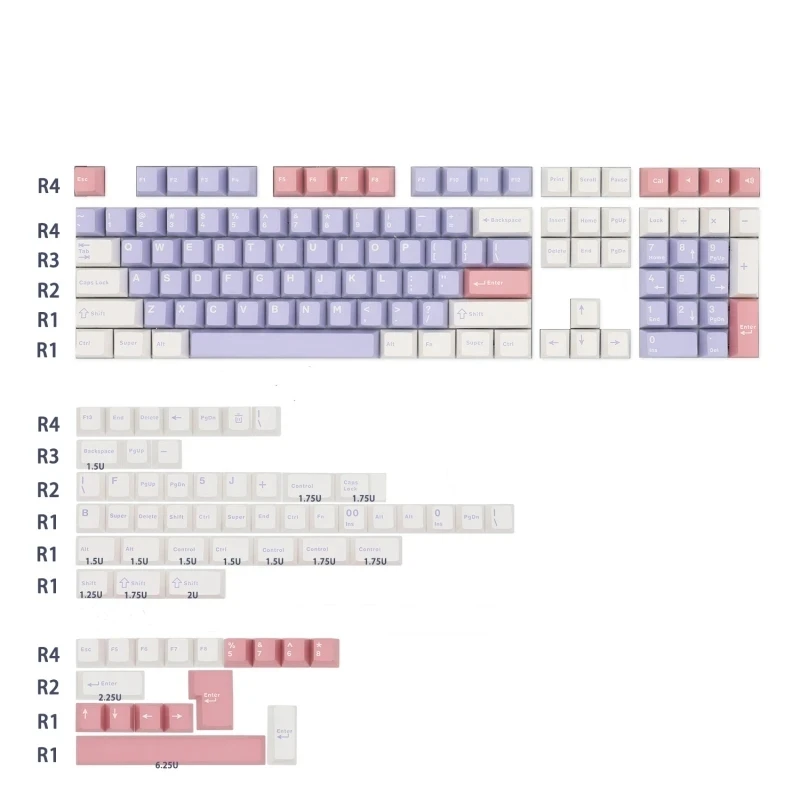 169 Keys/set GMK Lavender Violet Keycaps PBT Double Shot Key Caps ...