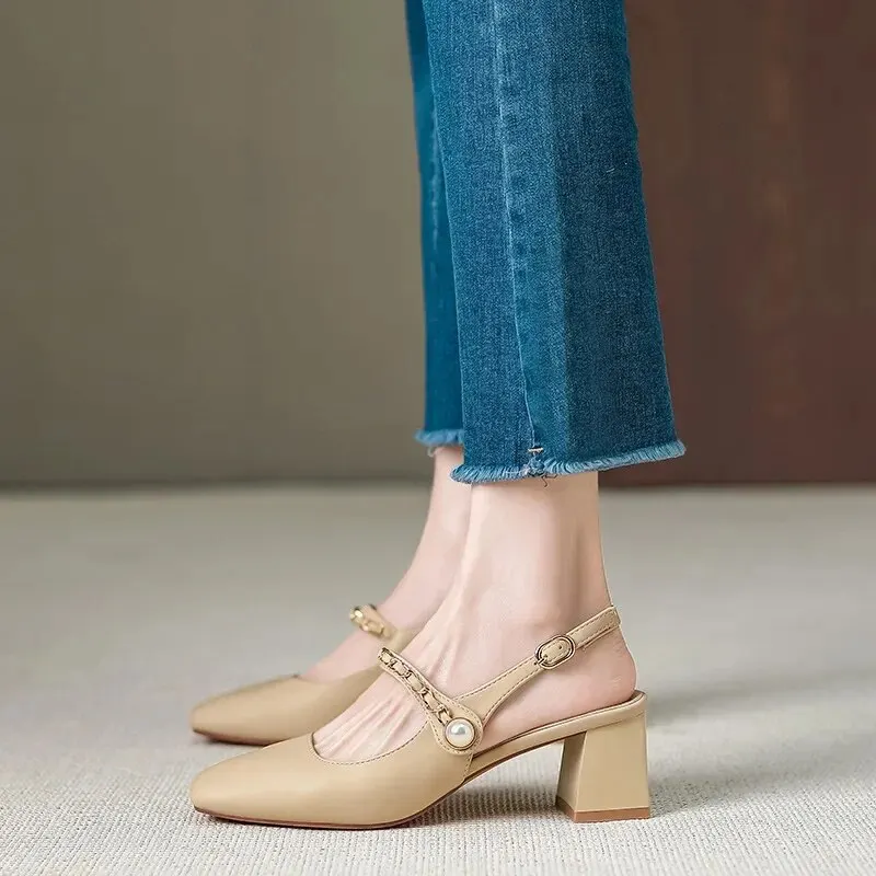 Versatile-Mid-high-Heel-Women-s-Shoes-Outer-Wear-New-Style-Thick-Heel ...