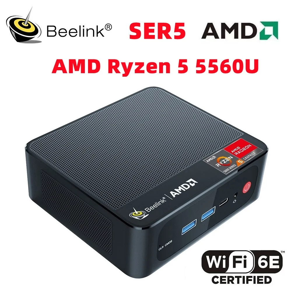 Beelink Ser5 Amd Ryzen 5 5560u Mini Pc Windows 11 Pro Ddr4 16gb/32gb Ram 500gb Nvme Ssd Wifi 6e ...